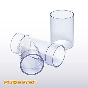 POWERTEC 2-1/2 Inch ID Y Fitting for 2-1/2 Inch OD Dust Collection Pipes, Adapters and Fittings with Splice for 2 1/2 Inch ID Dust Collection Hose Connector, 1 set (70320)