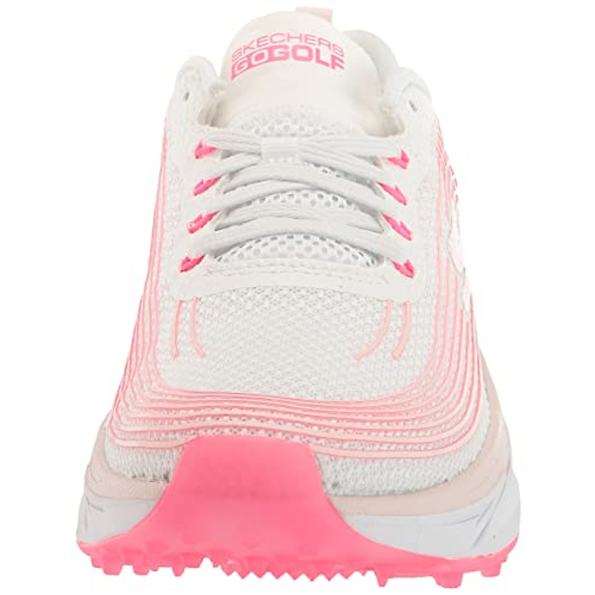 Skechers Women's Go Ultra Max Spikeless Golf Shoe Sneaker, WHT/PNK, 10