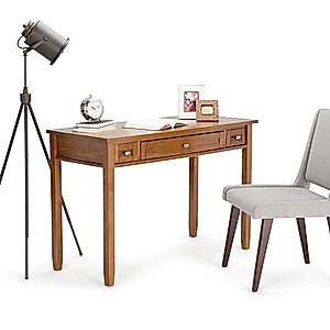 SIMPLIHOME Warm Shaker SOLID WOOD Rustic Modern 48 inch Wide Home Office Desk, Writing Table, Workstation, Study Table Furniture in Light Golden Brown with 2 Drawers