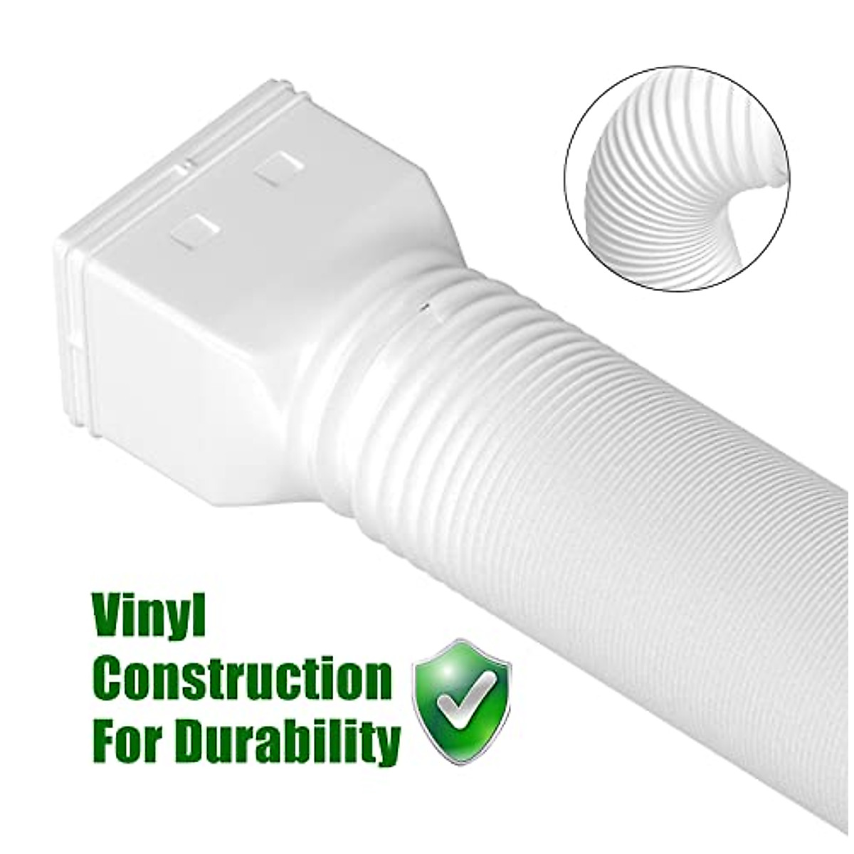 YOTODY 2 Pack Rain Gutter Downspout Extensions Flexible,Drain Downspout Extender Connector 21"-60",Screws for Included,White