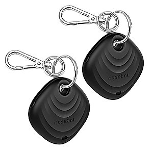 [2 Pack] Fintie Silicone Case for Samsung Galaxy SmartTag, Anti-Scratch Lightweight Soft Protective Sleeve Skin Cover with Carabiner Keychain, Black
