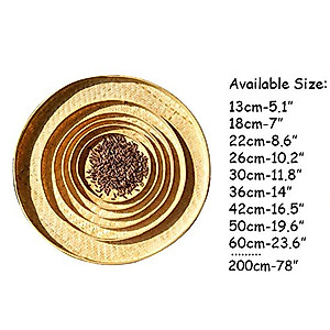 100% Handwoven Flat Wicker Round Fruit Basket Woven Food Storage Weaved Shallow Tray Bin Vegetable Organizer Holder Bowl Decorative Rack Display Kids DIY Art Drawing Board Tablet Paint (42cm/16.5")