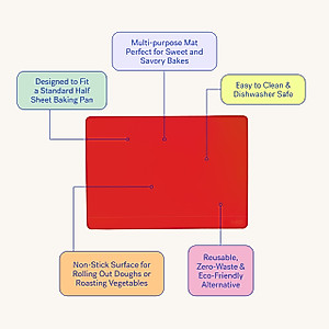 GIR: Get It Right Premium Silicone Baking Mat - Non-Stick, Heat Resistant for Cooking, and Baking Quarter Sheet - 9 x 12, Red