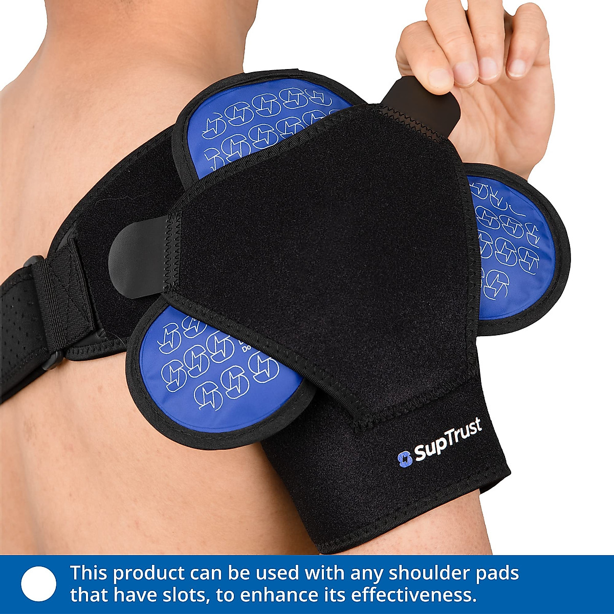 Gel Ice Pack for Injuries Reusable: Cold/Hot Pack for Neck, Shoulder, Knee, Hot Cold Therapy for Rotator Cuff Injuries, Bursitis, and Swelling, Shoulder Ice Pack Wrap, Ice Pack for Shoulder Brace