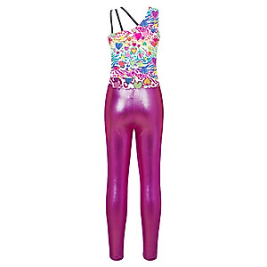 Manyakai Kids Girls Sleeveless Gymnatics Leotards Ballet Dance Unitard 2 Piece Bodysuit Top and Leggings Set Rose 8 Years