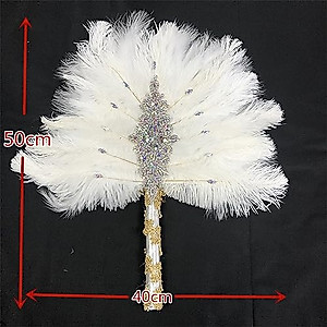 Folding Hand Fans 1pcs One-Sided African Turkey Feather Hand Fan for Dance Eventaille Mariage Wedding Decoration Hand Fan Nigerian Feathers Fan Weddings Folding Fans Chinese Fans Japanese Fans ( Color