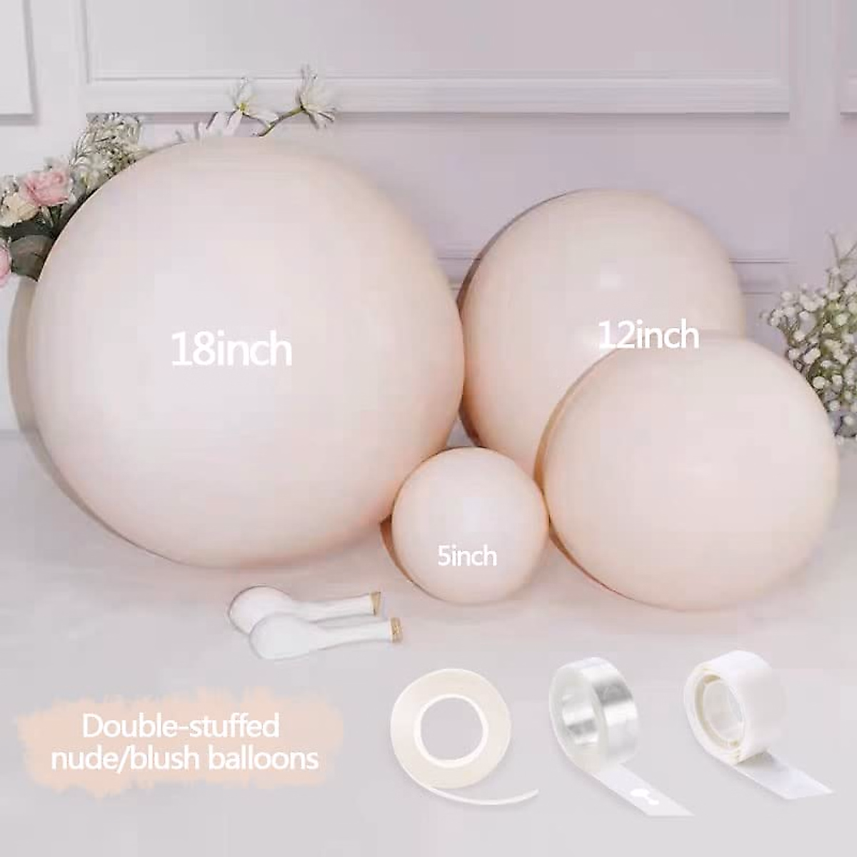 Double Layer Beige Balloons Different Sizes 18In 12In 5In Ivory White Blush Balloon Garland Pastel Cream Latex Balloon Arch Kit for Boho Baby Shower Birthday Wedding Bridal Shower Gender Reveal Party