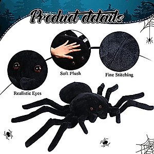 HyDren Halloween Giant Stuffed Spider Toy Huge Realistic Black Spider Stuffed Animal Plush Pillow Christmas Funny Prank Toys(15.75 x 9.84 Inch)