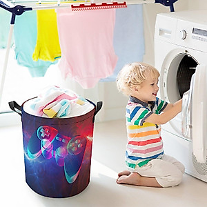 Boys Gamepad Waterproof Oxford Cloth Laundry Basket Abstract Gaming Controller Gamer Video Pattern for Blanket Toys Dirty Clothes in Living Room Bathroom Bedroom One Size