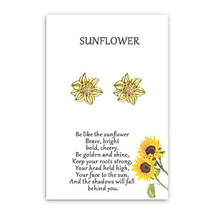 Tarsus Sunflower Stud Earrings Hypoallergenic 14K Gold Plated Sun Flower Jewelry Gifts for Bestfriend Women girls