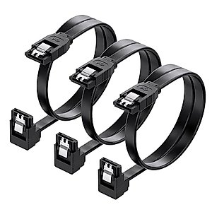 Cable Matters 3-Pack 6 Gbps Right Angle SATA Cables - 18 Inches, 90 Degree SATA 3 Cable for SSD & HDD, Black