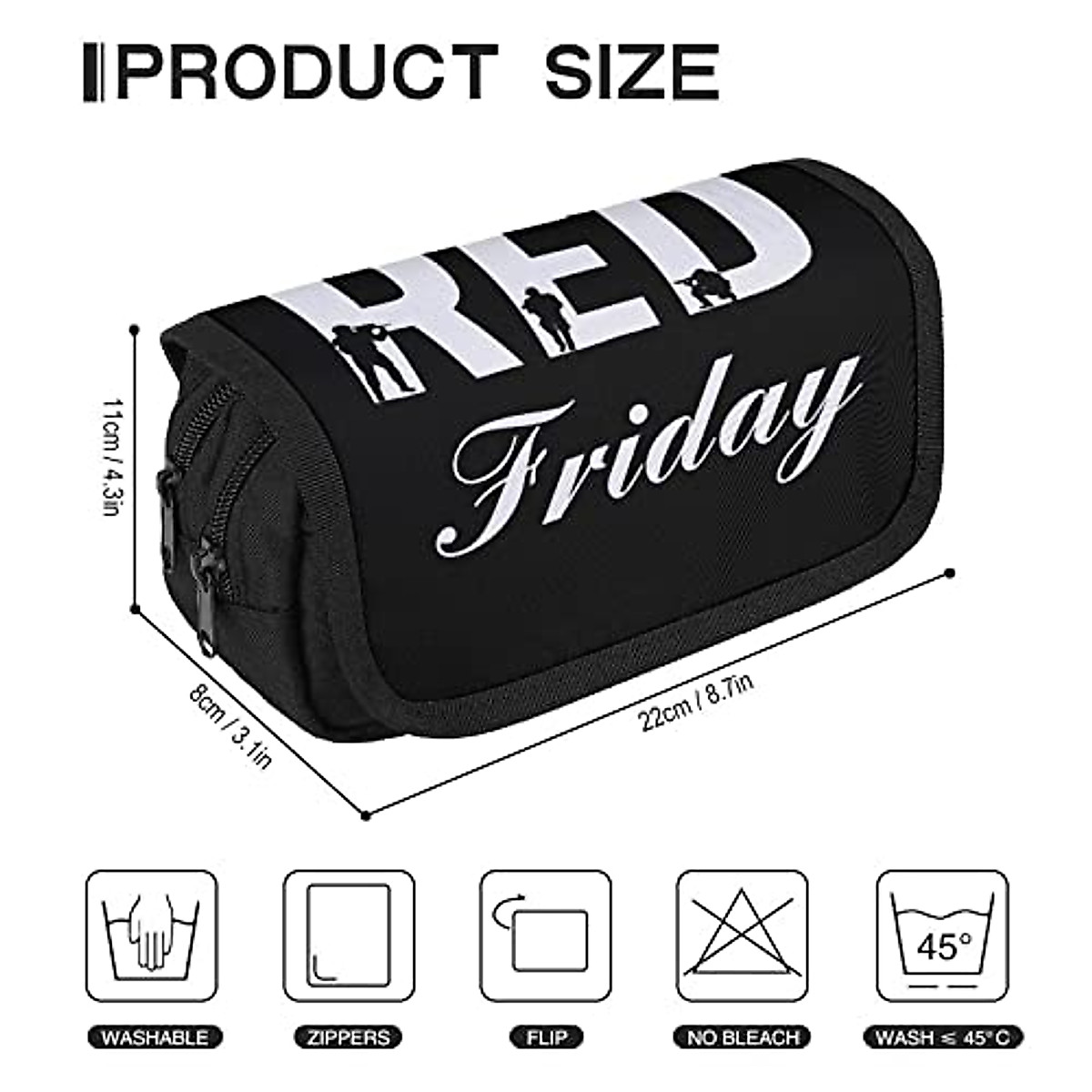 R.E.D Remember Everyone Deployed Red Friday 1 Large Capacity Pencil Case Multi-Slot Pencil Bag Portable Pen Storage Pouch with Zipper