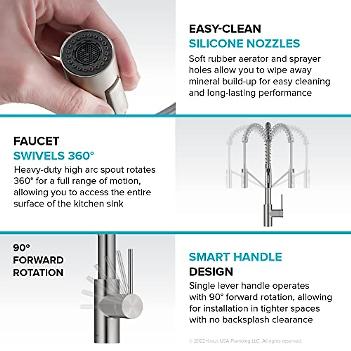 KRAUS Oletto Touchless Sensor Commercial Pull-Down Single Handle Kitchen Faucet with QuickDock Top Mount Assembly in Spot Free Stainless Steel, KSF-2631SFS