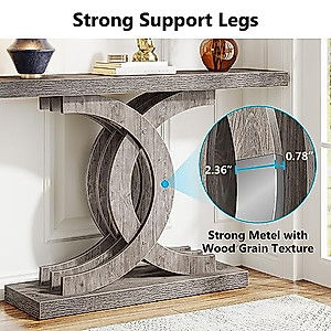 Tribesigns Console Tables for Entryway, Modern Farmhouse 39-inch Entryway Table with Geometric Base, Wooden & Metal Hallway Table/Narrow Sofa Table/Accent Table for Entrance, Living Room (Grey)