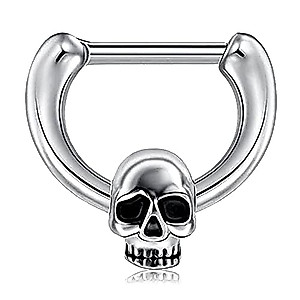 Vintage Skull 16G Stainless Steel Piercing Nose Ring Septum Hinged Segment Daith Small Hoop for Women Tiny Cartilage Conch Tragus Stud Earring 5mm Hypoallergenic Body Pierced Jewelry 1 PCS