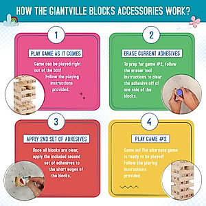 Giantville Giant Tumbling Timber Toy - Premium Pine Wood Life-Size Blocks Tower - Big Floor/Board Indoor/Outdoor Yard Game for Kids & Adults - 54-Blocks + Red Storage/Carry Bag - Grows Almost 4-Feet