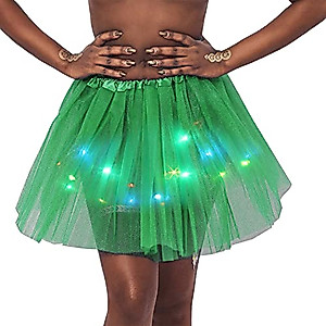 Victray Women Light Up Tutus Adult LED Tulle Tutu Skirt Sparkly Plus Size Tutu Costume (Green 1)