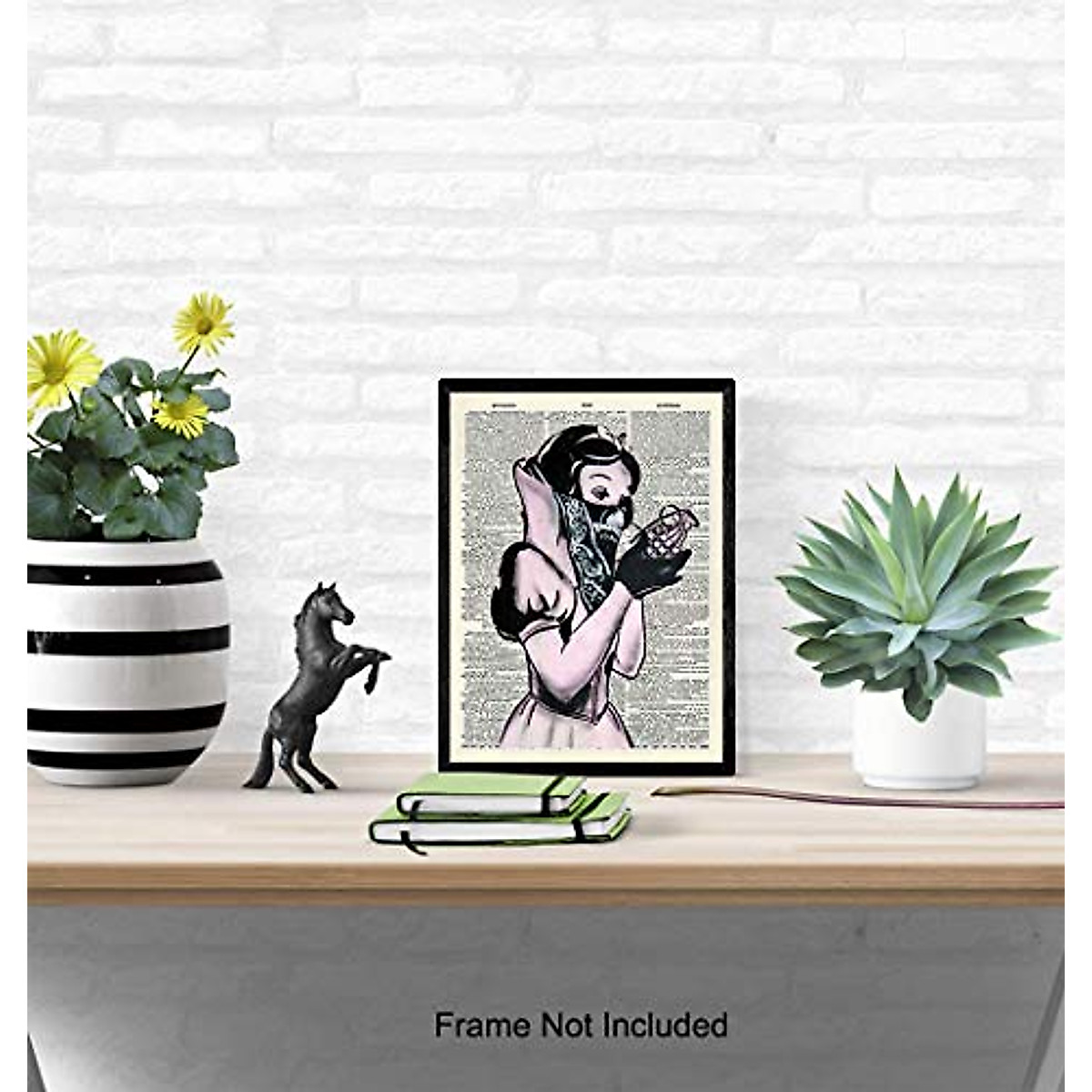 Banksy Snow White Hand Grenade Bandana Poster - Graffiti Wall Art Decor, Room Decoration for Bedroom, Dorm, Living Room - Gift for Teens, Urban Street Art Fans, Men Women - 8x10 UNFRAMED