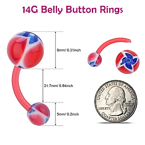 CrazyPiercing Wholesale Lot of 50pcs Belly Navel Button Rings Bar Barbells Ball Acrylic Steel