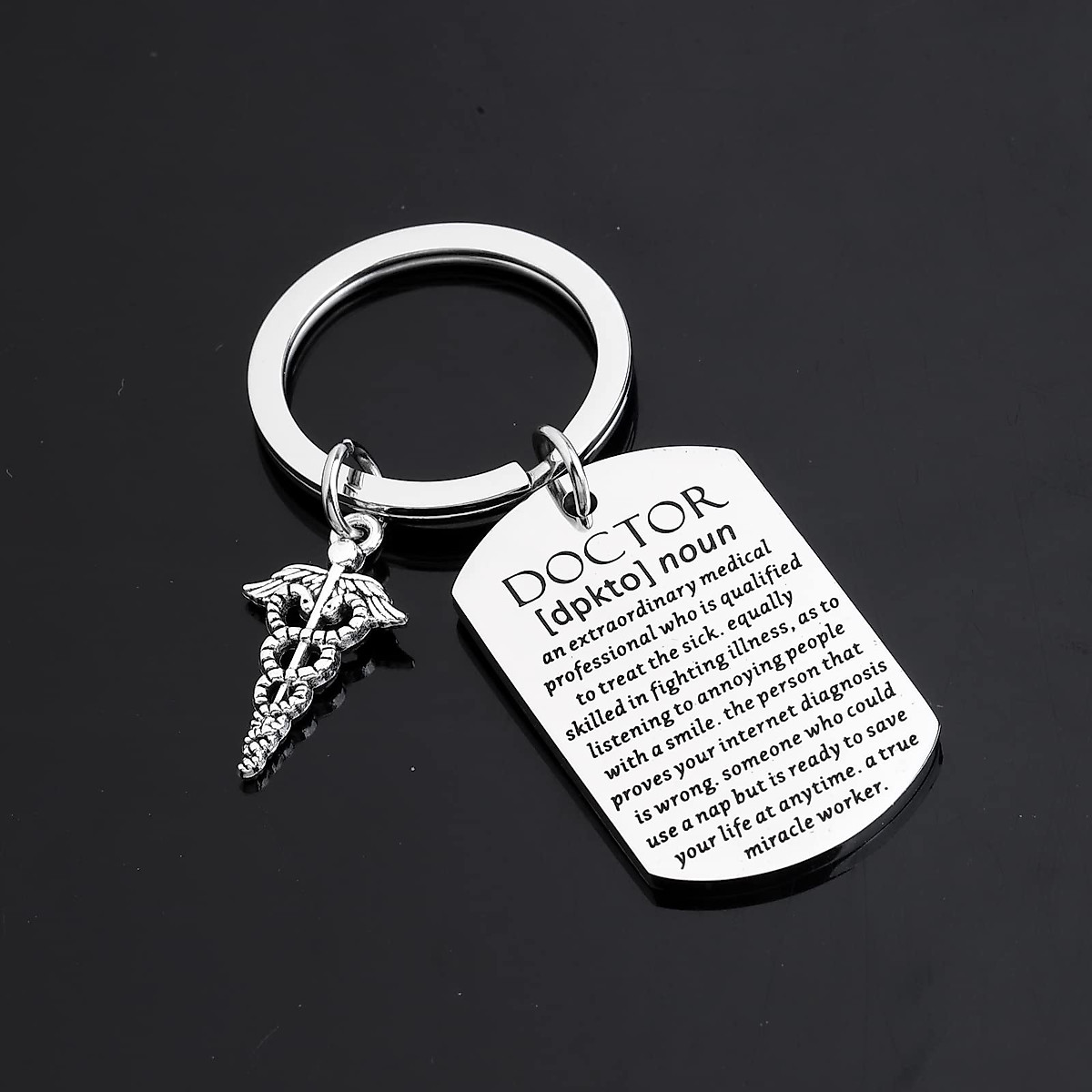 FAADBUK Doctor Keychain Doctor Thank You Gift Caduceus Charm Medical Jewelry Medical Student Graduation Gift (Doctor Keychain)