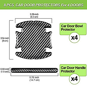 Spurtar 8pcs Car Door Handle Scratch Protector 3D Carbon Fiber Texture Paint Scratch Protector Sticker Car Door Handle Cover Non-Marking Door Cup Protection Universal for Automotive SUV Trunk (Black)