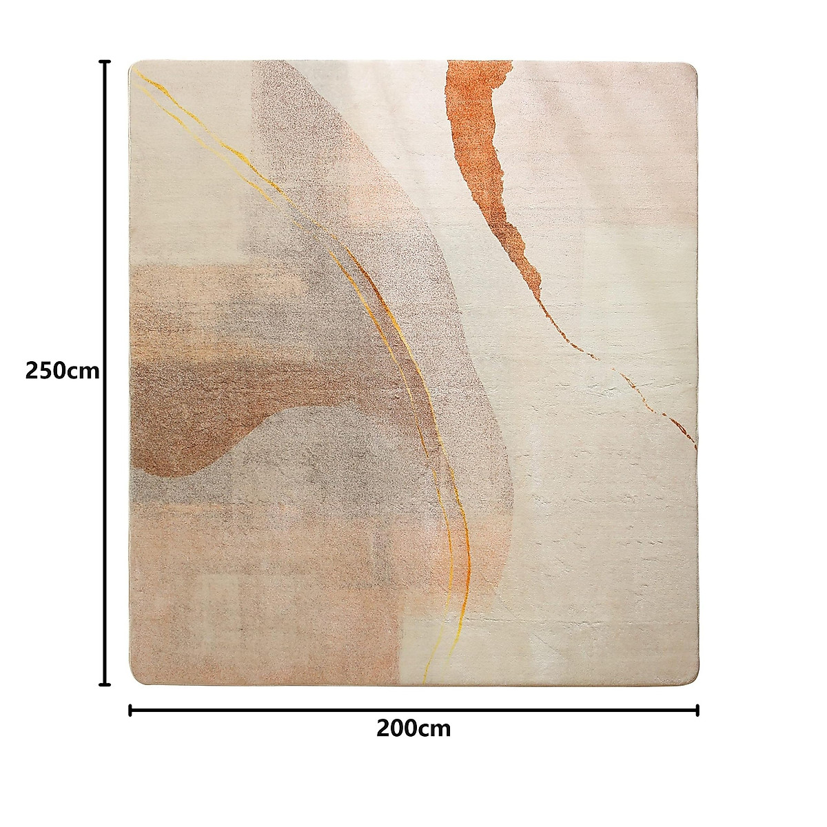 Cinknots Area Rug 6' 6" x 8' 2" Modern Abstract Living Room Bedroom Rug Soft Non-Slip Indoor Washable Minimalist Rug Brown/Gold