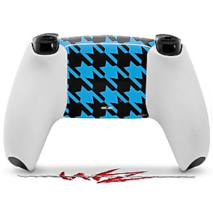 WraptorSkinz Skin Wrap compatible with Sony PS5 DualSense Controller Houndstooth Blue Neon on Black (CONTROLLER NOT INCLUDED)