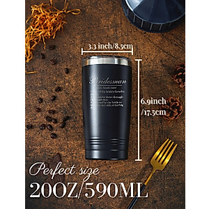 Onebttl Bridesman Insulated Stainless Steel Tumblers With Lids and Straws, Proposal Gifts for Man of Honor, Brother, Friends, Bridal Party, 20 oz, Black