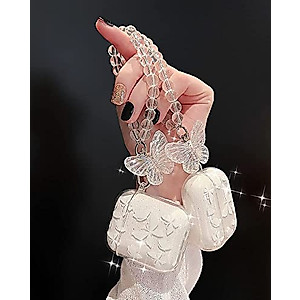 Compatible Butterfly Airpods Pro 2 2022,Airpods Pro 2nd Generation, Airpods Pro 2 Case Clear Cute Cover with Beaded Keychain for Women Girls (Airpod Pro 2 )