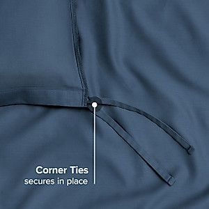 Bare Home 100% Organic Cotton Sateen Duvet Cover Set - Full/Queen Size - Smooth Sateen Weave - Warm & Luxurious - Full/Queen Duvet Cover (Full/Queen, Bering Sea)