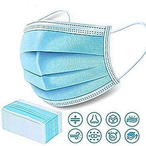 Millennium Disposable 3-Layer Breathable Ear-Loop Face Mask, Made in USA, Latex Free with Adjustable Nose Stripe, Box of 50