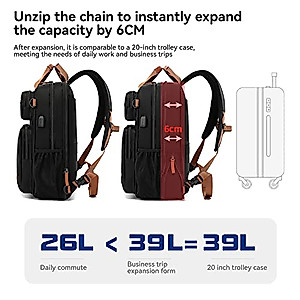 DWQOO 3 in 1 Travel Laptop Backpack,15.6 inch Computer bags for Men and Women, Expandable,Nylon material, Convertible Briefcase, Black