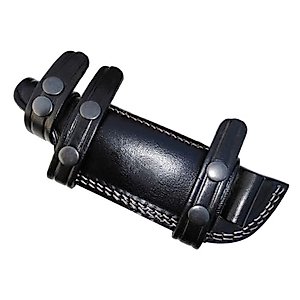 Ottoza Handmade Leather Knife Sheath LEFT HAND Bushcraft Knife Sheath - Hunting Knife Sheath - Survival Knife Sheath - Fixed Blade Knife Sheath Horizontal Carry Black TOP GRAIN LEATHER No:40