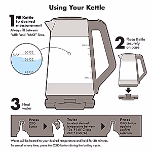 OXO Brew Adjustable Temperature Kettle, Electric, Clear