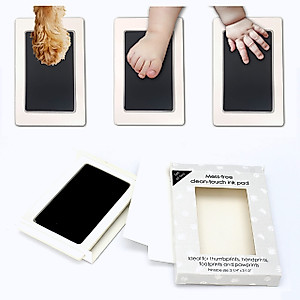 MIMOSA MOMENTS Set of 2 Mess-Free Clean Touch Ink Pads for New-Born Baby Handprint, Footprint and Pet Paw Print (Black)