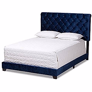 Baxton Studio Candace Luxe and Glamour Navy Velvet Upholstered Full Size Bed
