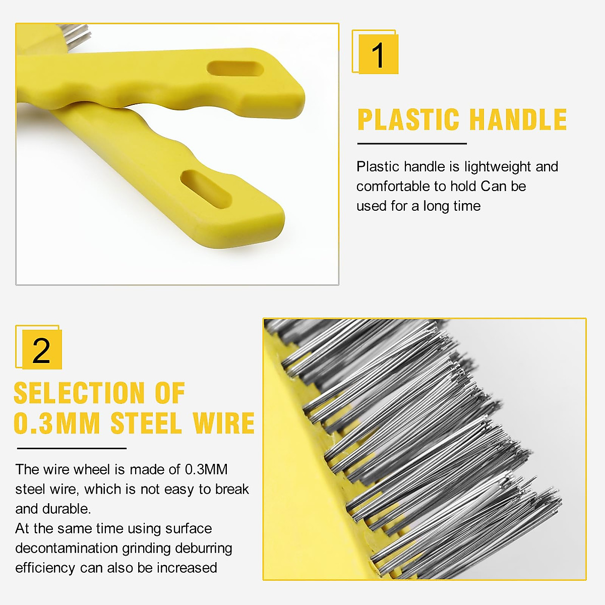 2 Pcs Stainless Steel Wire Brush, Wire Brushes for Cleaning Rust Heavy Duty Rust Remover for Metal Welding Wire Brush with Curved Handles 11 Inch for Rust Removal, Deburring, Surface Preparation