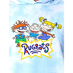 INTIMO Rugrats Cartoon Tie Dye Womens' Pajama Loungewear Hooded Jogger Set PJ (X-Small) Blue
