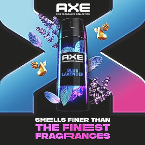 AXE Fine Fragrance Collection Premium Deodorant Body Spray for Men Blue Lavender 3 Count with 72H Odor Protection and Freshness Infused with Lavender, Mint, and Amber Essential Oils 4 oz