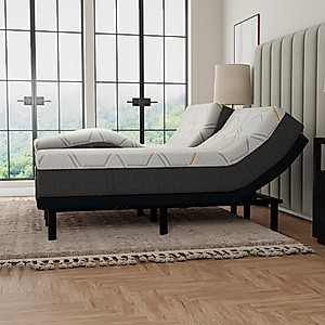 Blissful Nights e5 Adjustable Bed Frame with Head Tilt + 12" Copper Gel Infused Mattress, Massage, Anti-Snore, Zero Gravity, USB Ports, Nightlight, Phone App, Wireless Remote (Split King)