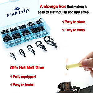 FishTrip Rod Tip Repair Kit 20pcs Fishing Rod Tips Replacement Kit Stainless Steel Ceramic Guides Ring Fishing Pole Eyelets Repair Kit