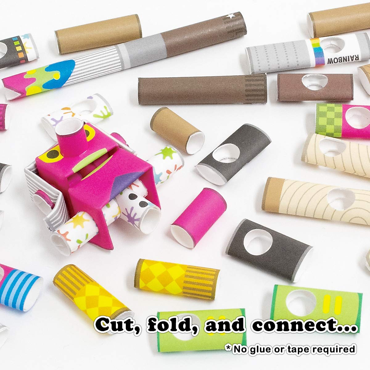 PIPEROID Andy & Pino Art Prodigy & Wooden Doll - Japanese 3D Paper Puzzle DIY Robot kit for Kids and Origami Kit for Adults