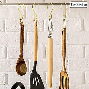 Hotop 30 Pieces 3.15 Inch S-Shaped Stainless Steel Hooks Metal Hanging Hooks Curtain Hooks S Hooks Heavy Duty for Bedroom, Bathroom, Kitchen, Office and More (Gold)