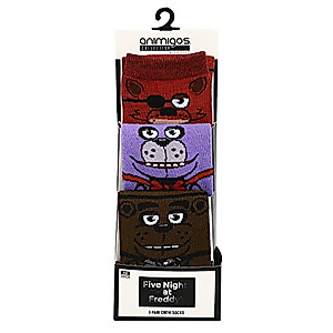 Bioworld Five nights at freddy's Animatronics 3-Pack Animigos crew Socks for Youth