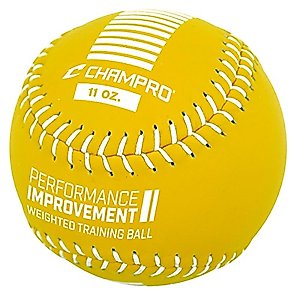 CHAMPRO Weighted Training Softballs - Leather Cover, Yellow, 11 oz., CSB711