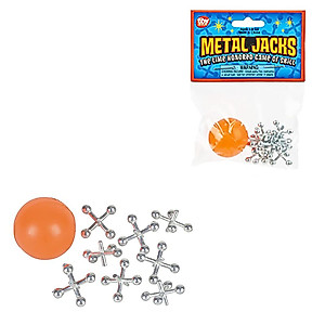 The Dreidel Company Jacks Game with Ball, Metal Set 0.5â€, Retro Toys, Classic Games Great Party Flavors, Kids' Activities, Loot Bag Fillers, Halloween, Easter, Birthday Parties (12-Pack)