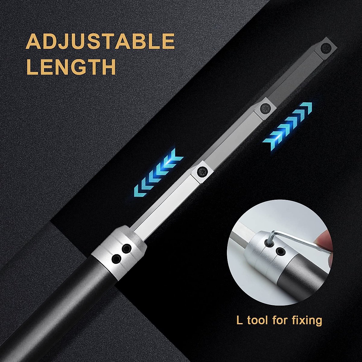 Carbide Lathe Tools, Wood Lathe Tools with Removable Handle, 【Latest Upgraded】Turning Tool with Adjustable Connector including Swan Neck Hollower, Rougher, Finisher(Alloy Tool Set) Black