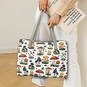 Rnyleeg Mushroom Bag Women's Leather Designer Handbags Tote Purses Shoulder Bags Top Handle Tote Bag White