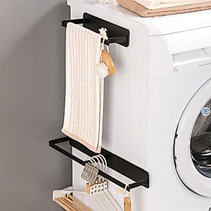 Magnetic Laundry Hanger Rack,Hanger Storage,Magnetic Drying Rack Laundry,Magnetic Hanger Holder for Laundry Room,Magnetic Laundry Hook (Small Black)