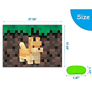 Miner crafting Party Supplies, Pin the Nose on the Dog Pixel Pin the Tail Game. Mining Games, Big 157g Copperplate Paper, Elastic Blindfolds, Stickers All Edge Cut for Minecraft Party Games.